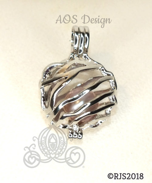 Pearl Cage Silver Round Lotus Flower Floral Locket Charm Holds Pearl B ...
